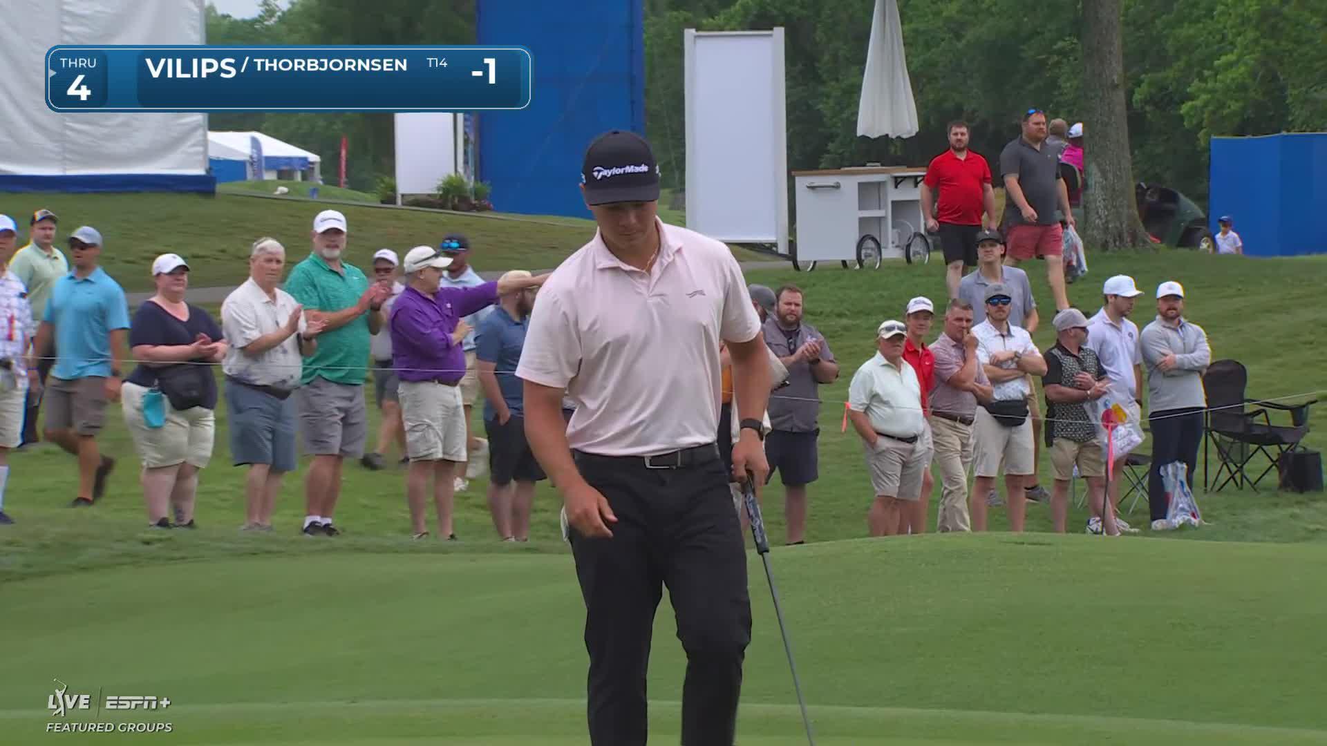 Karl Vilips makes birdie on No. 13 at Zurich Classic