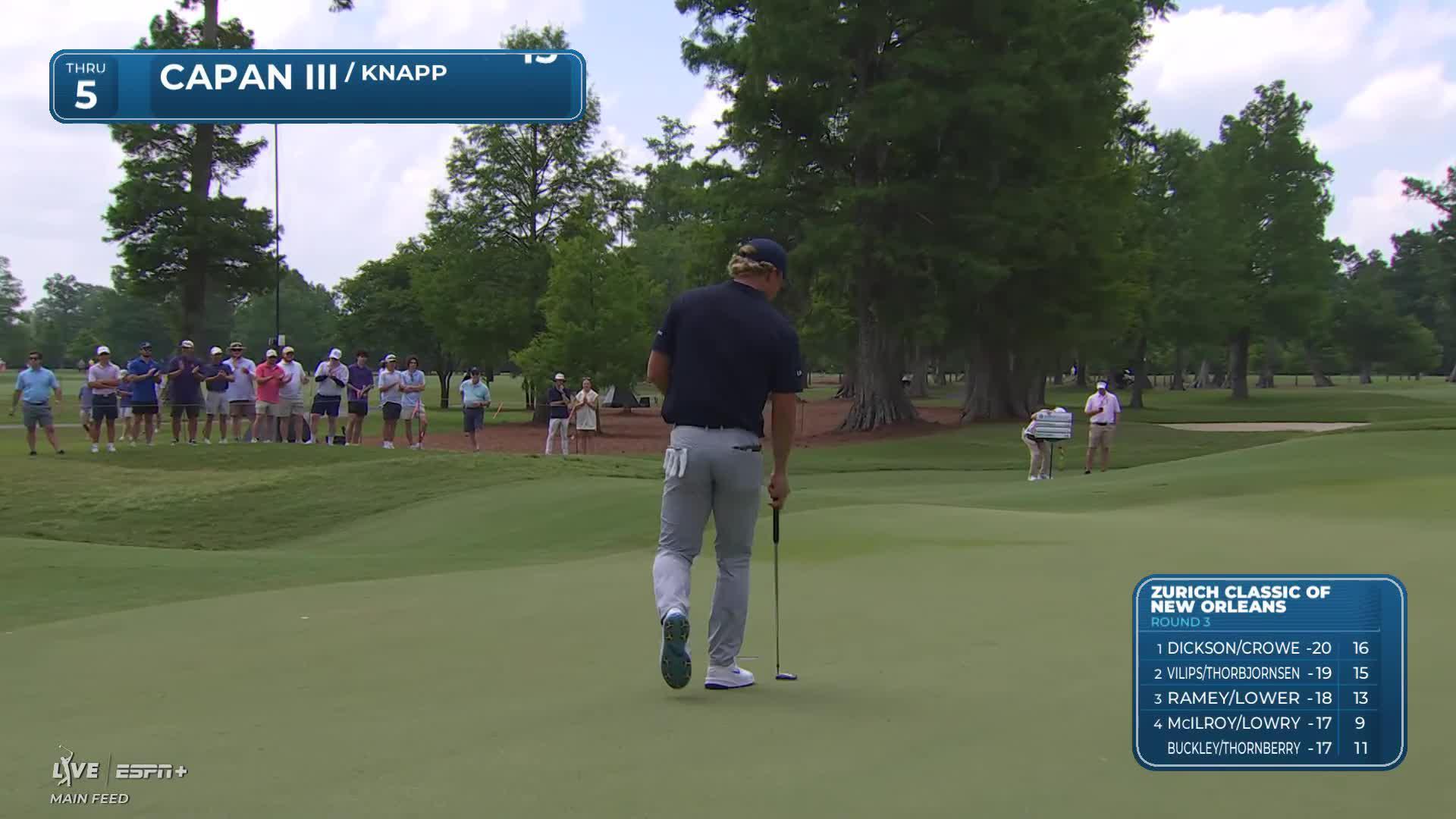 Frankie Capan III makes birdie on No. 5 at Zurich Classic