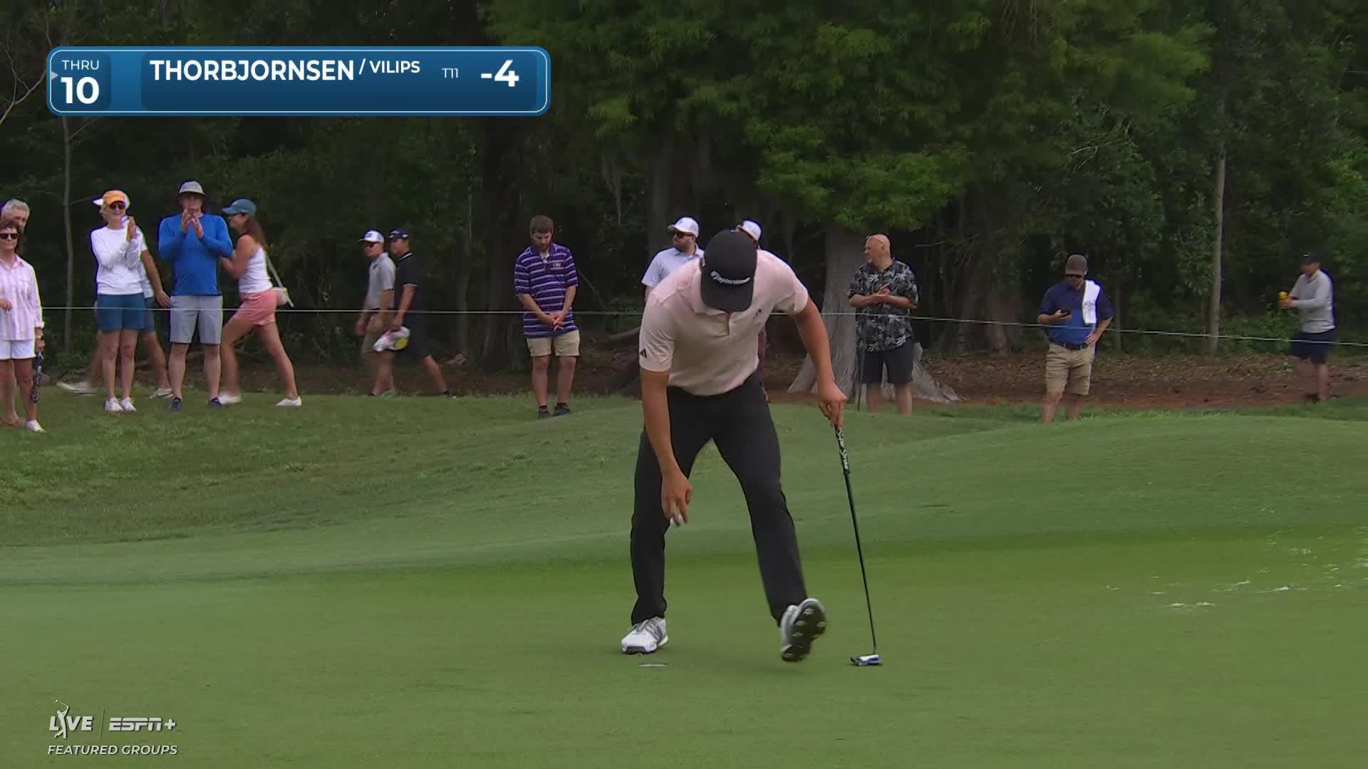 Michael Thorbjornsen's beautiful approach sets up birdie at Zurich Classic