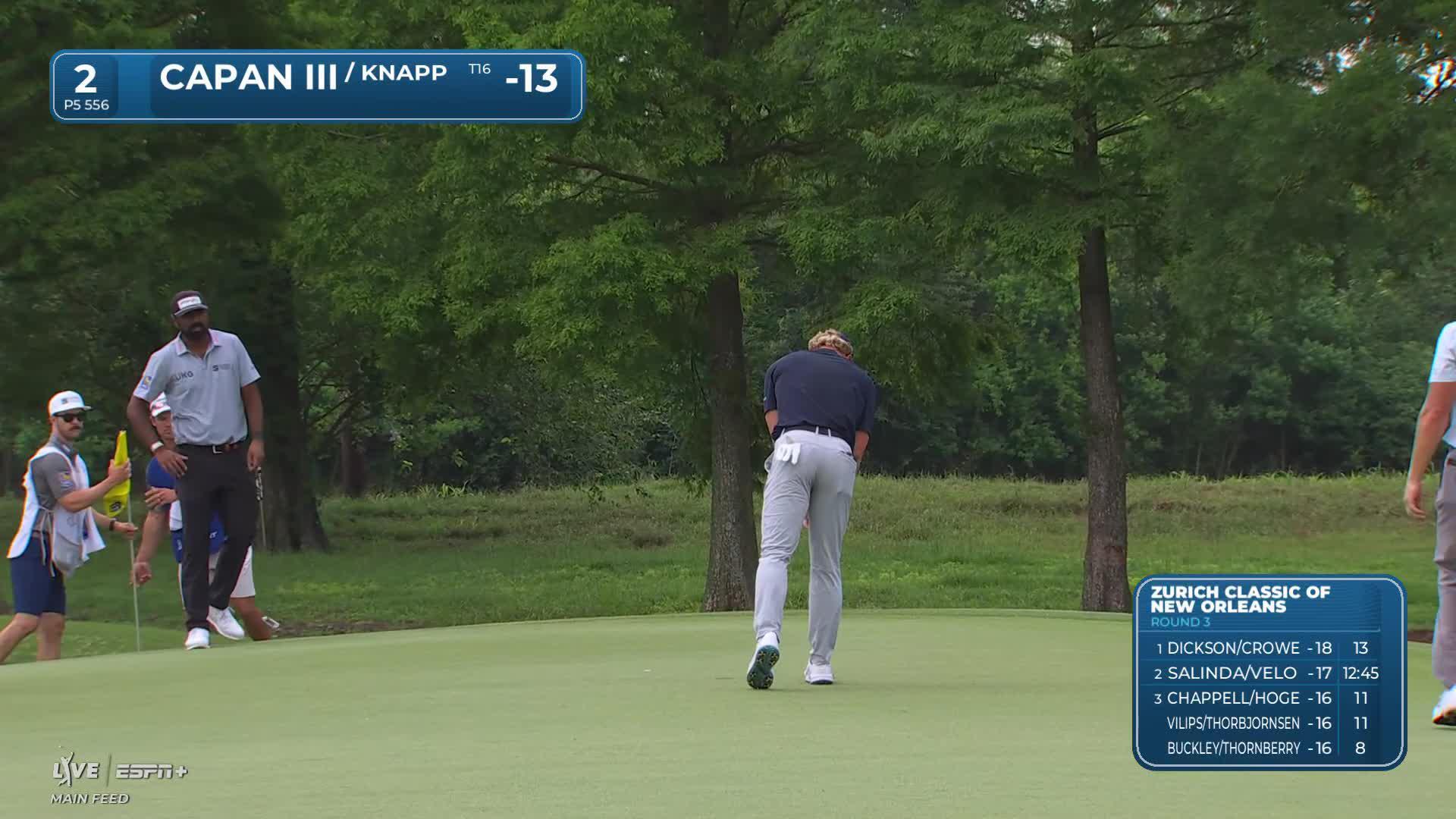 Frankie Capan III makes birdie on No. 2 at Zurich Classic