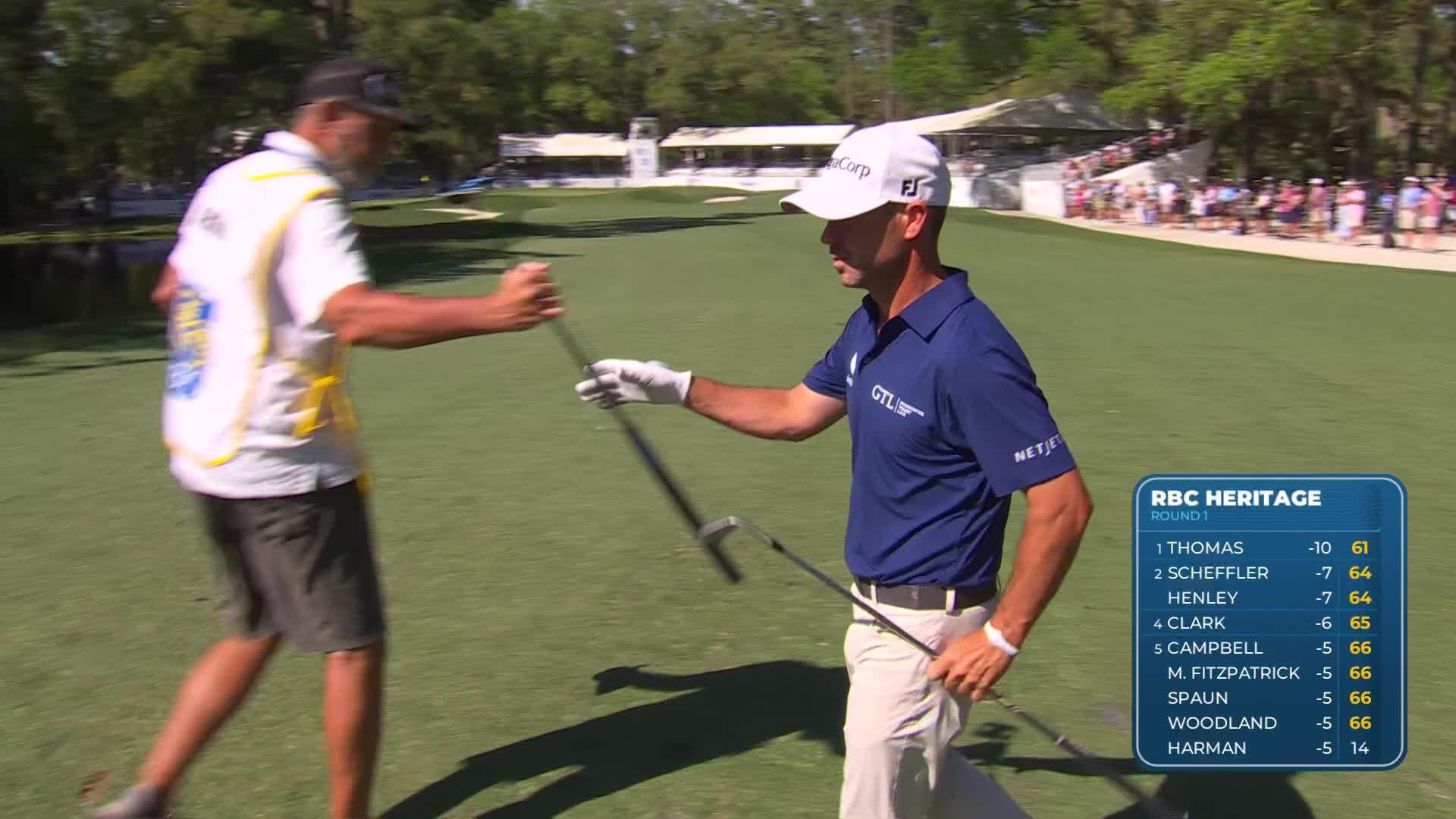 Brian Harman dials in approach to set up birdie at RBC Heritage
