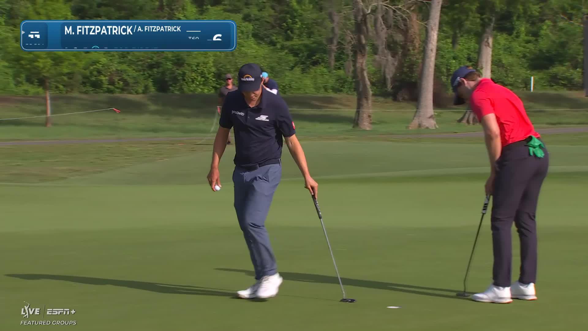 Team Alex Fitzpatrick/Matt Fitzpatrick rolls in birdie putt at Zurich ...