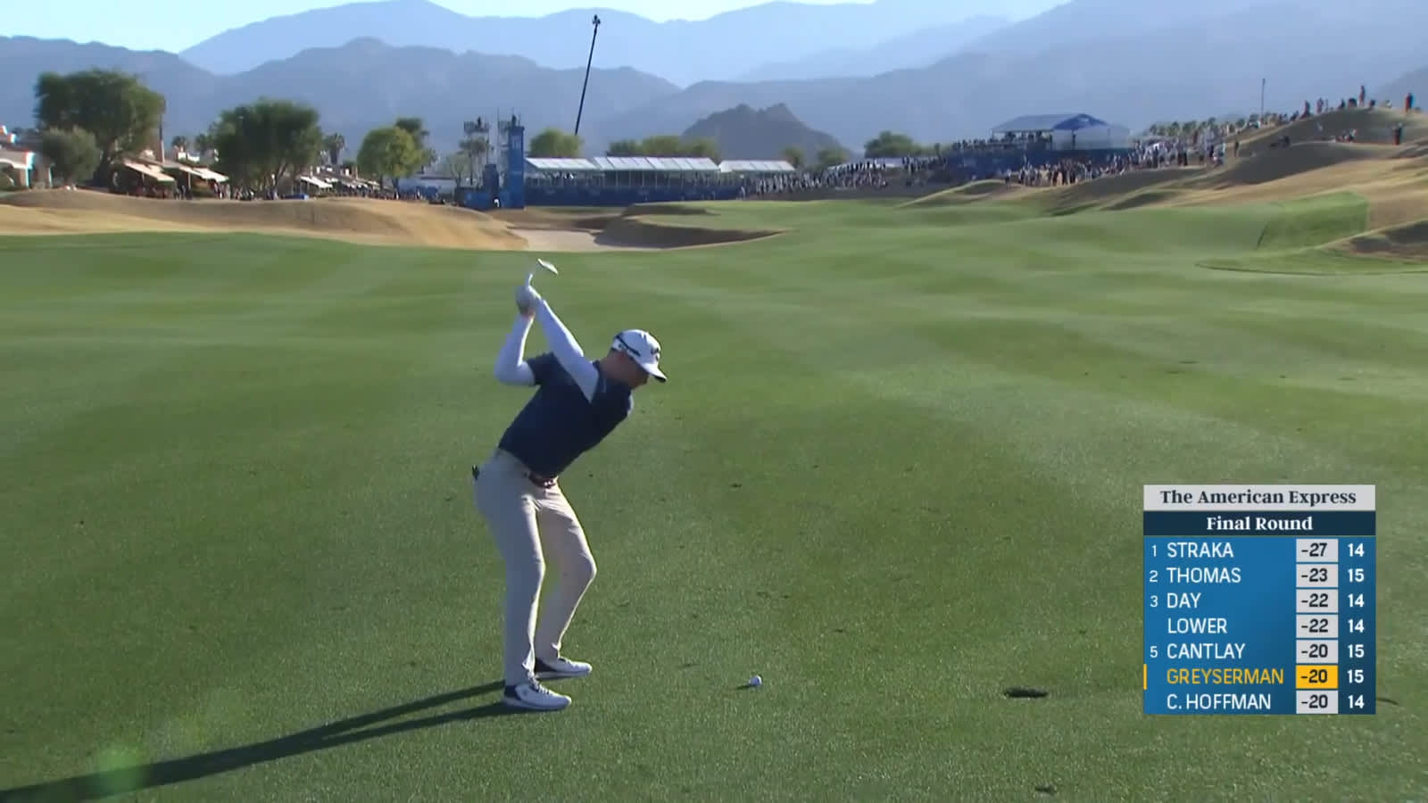 Max Greyserman goes for green in two with aggressive approach shot and ...