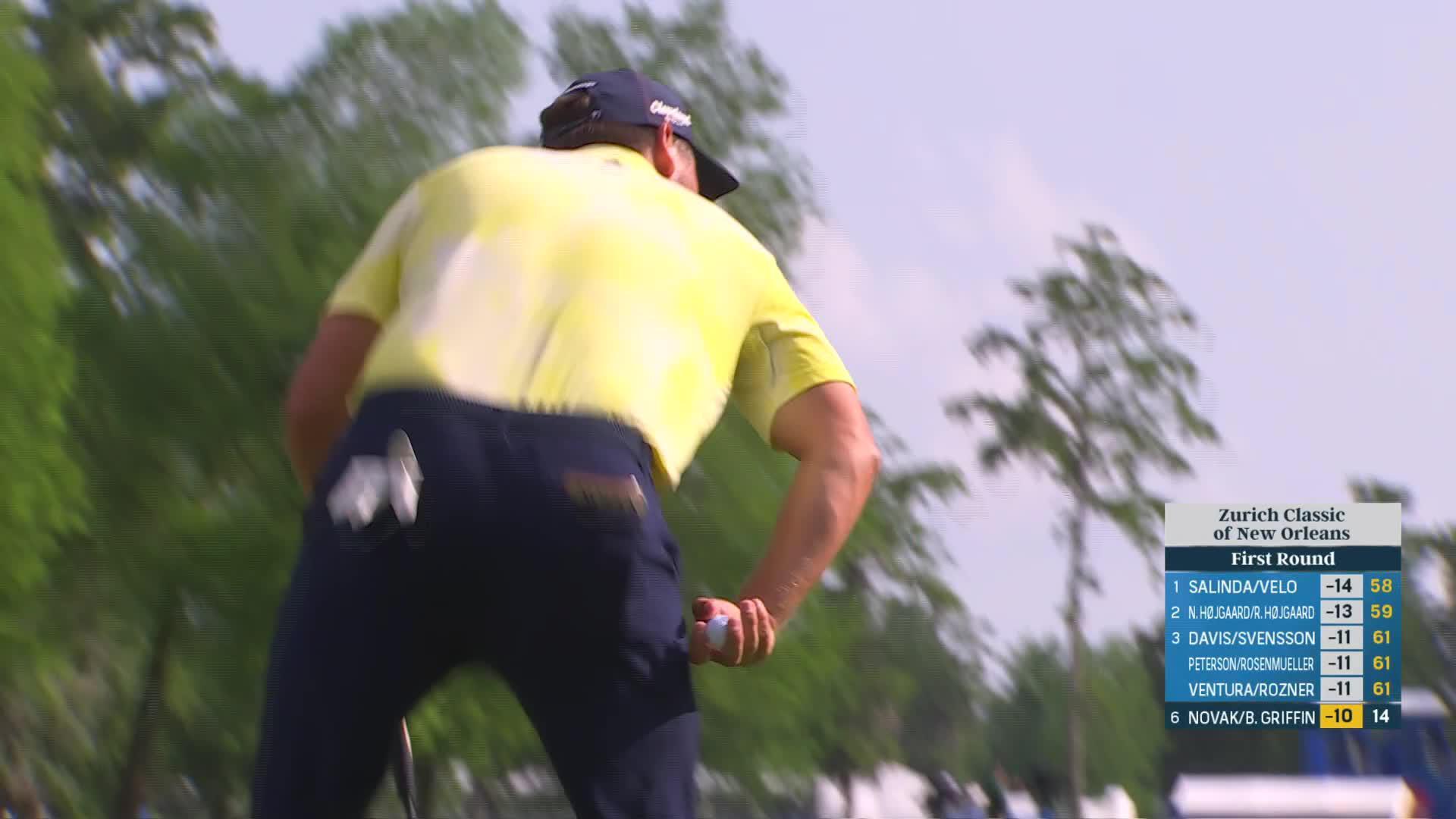 Andrew Novak makes birdie on No. 15 at Zurich Classic