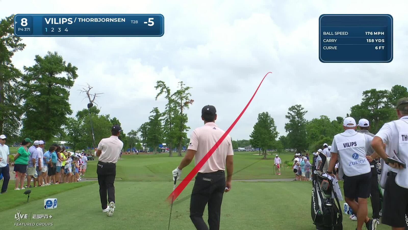 Karl Vilips | Round 1 | 8th hole | Shot 1 | 2025 Zurich Classic