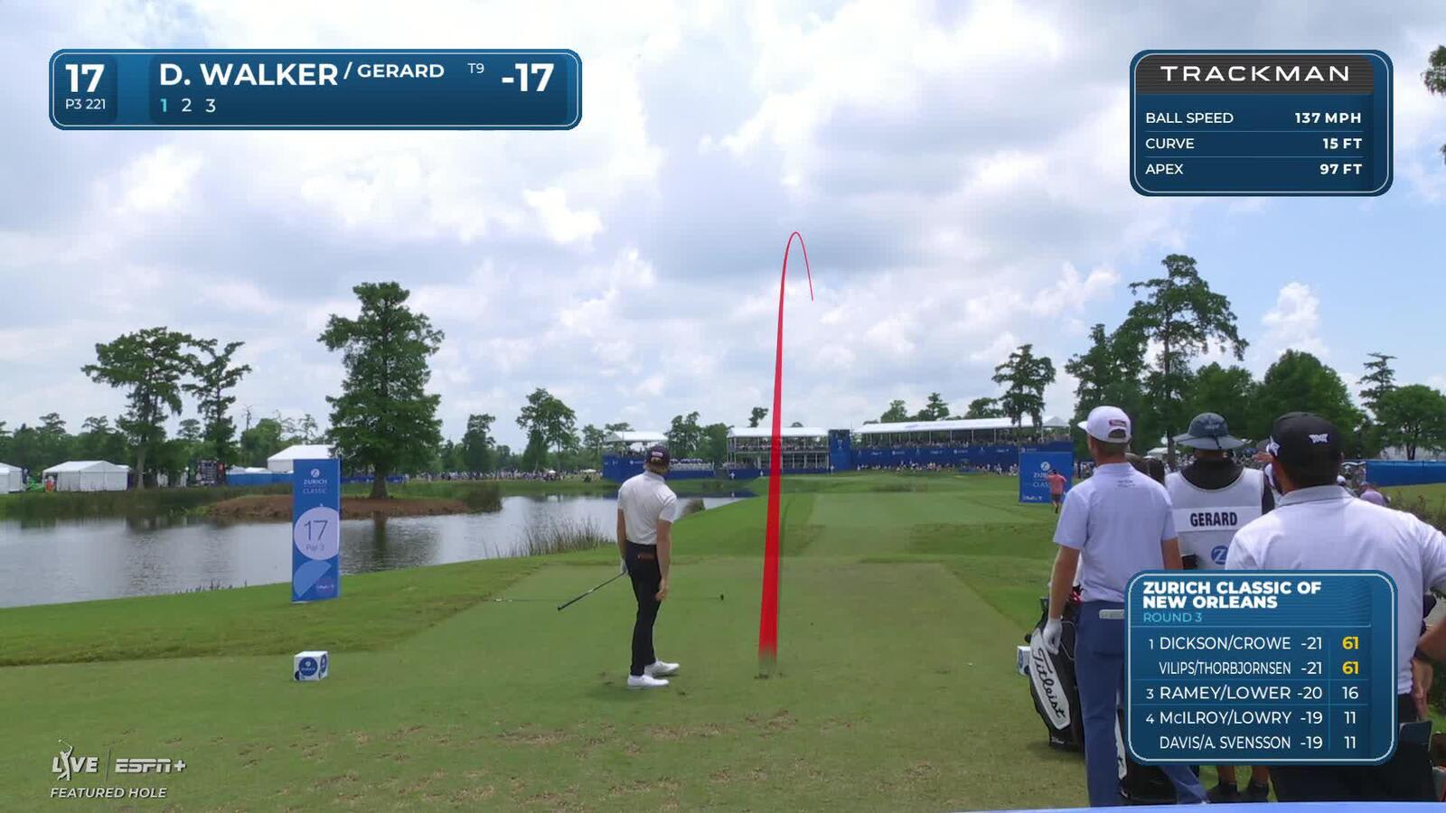 Danny Walker | Round 3 | 17th hole | Shot 1 | 2025 Zurich Classic