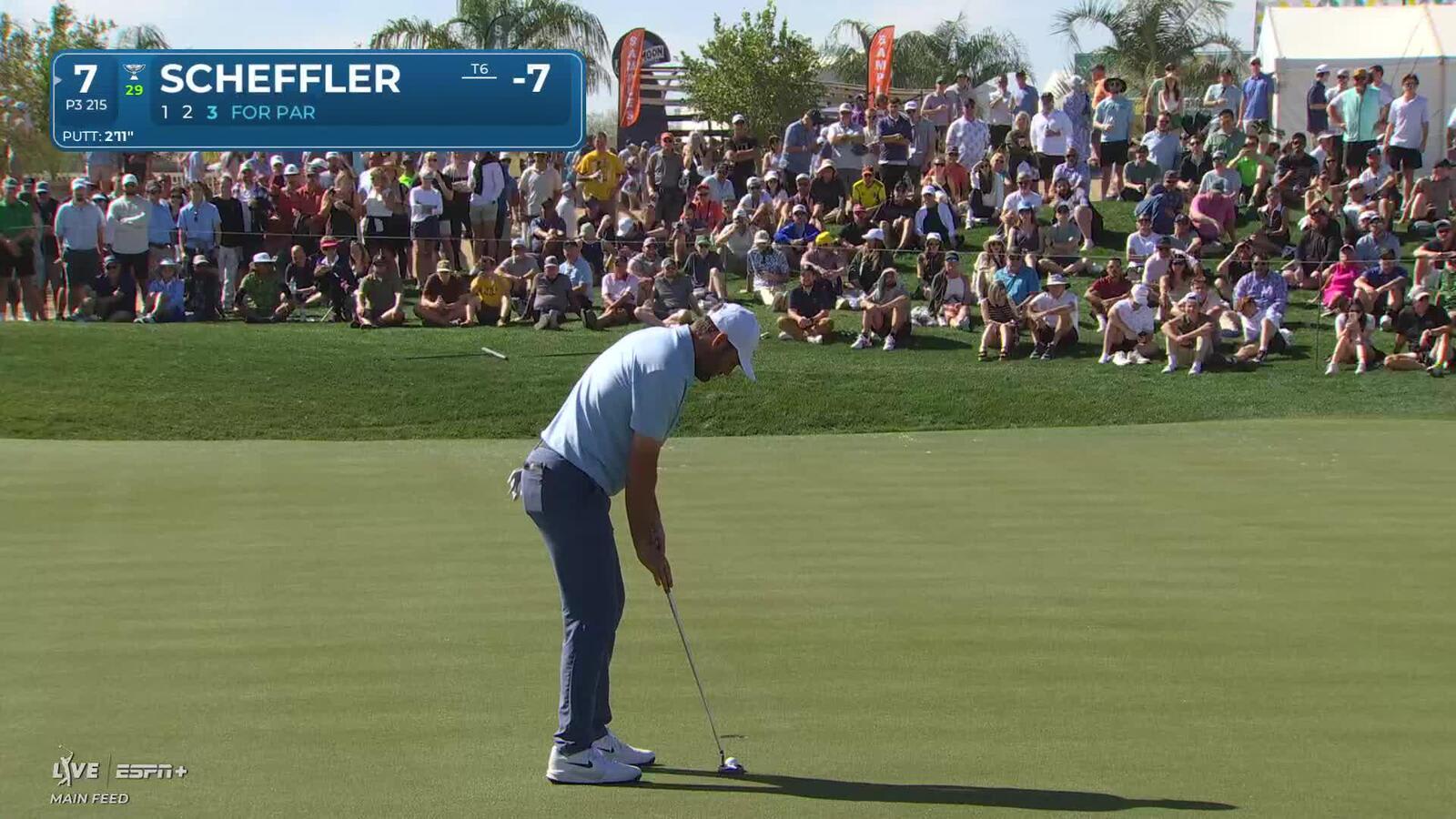 Scottie Scheffler | Round 2 | 7th hole | Shot 3 | 2025 WM Phoenix Open
