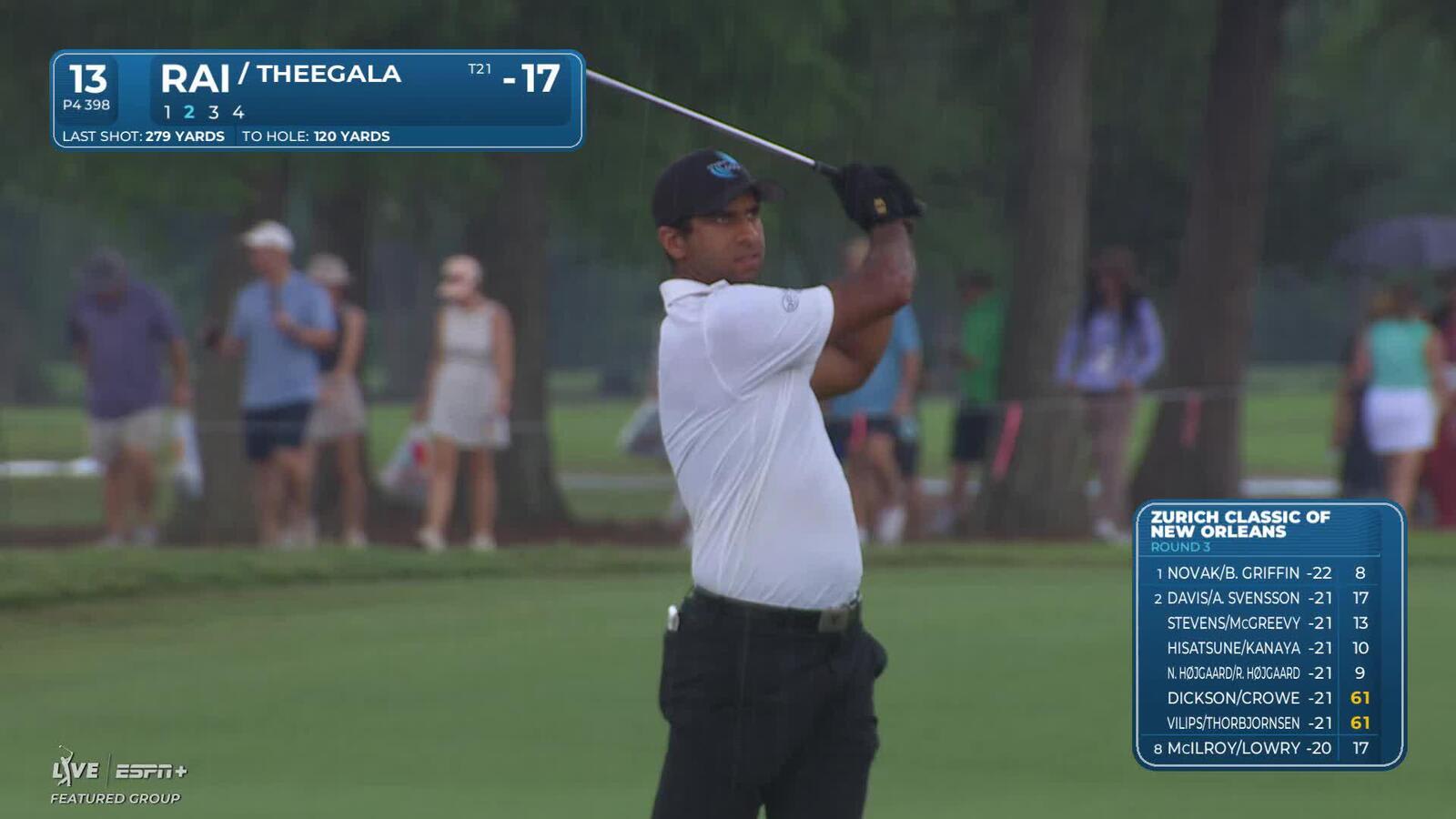 Aaron Rai | Round 3 | 13th hole | Shot 2 | 2025 Zurich Classic