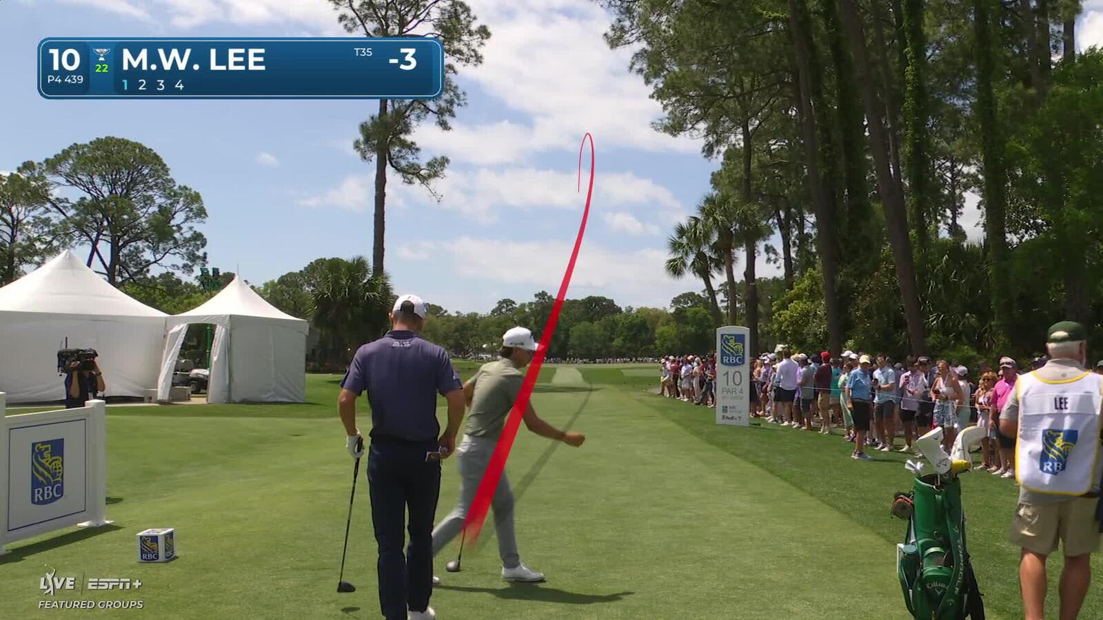 Min Woo Lee | Round 2 | 10th hole | Shot 1 | 2025 RBC Heritage