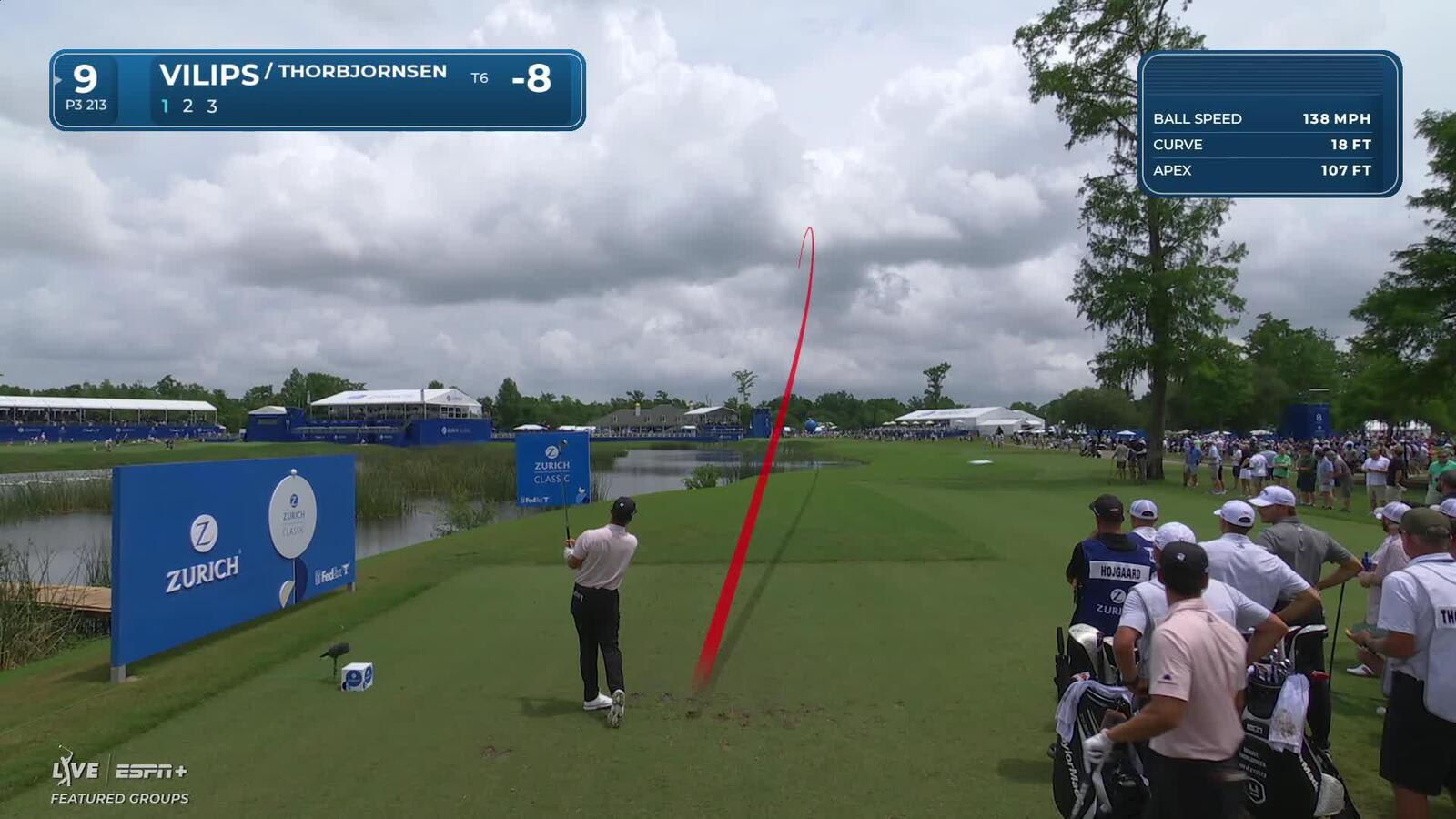 Karl Vilips | Round 1 | 9th hole | Shot 1 | 2025 Zurich Classic