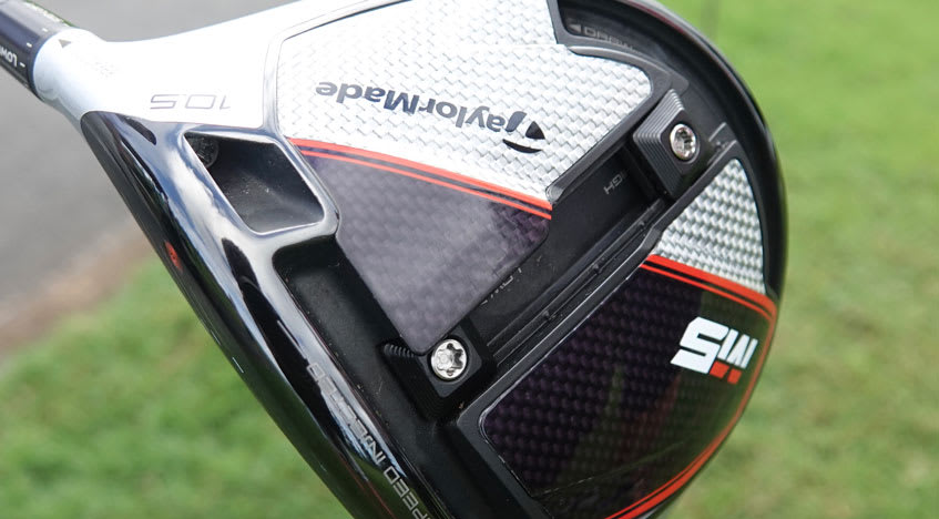 Dustin Johnson testing a TaylorMade M5 driver at the 2018 Sentry ...