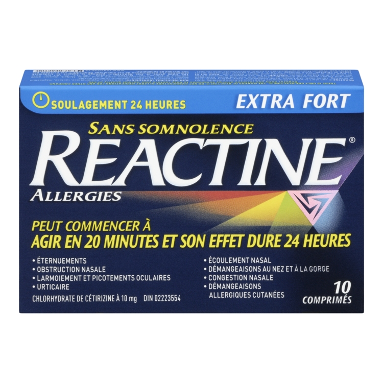 REACTINE EXTRA-FORT 24 HEURES 10 MG