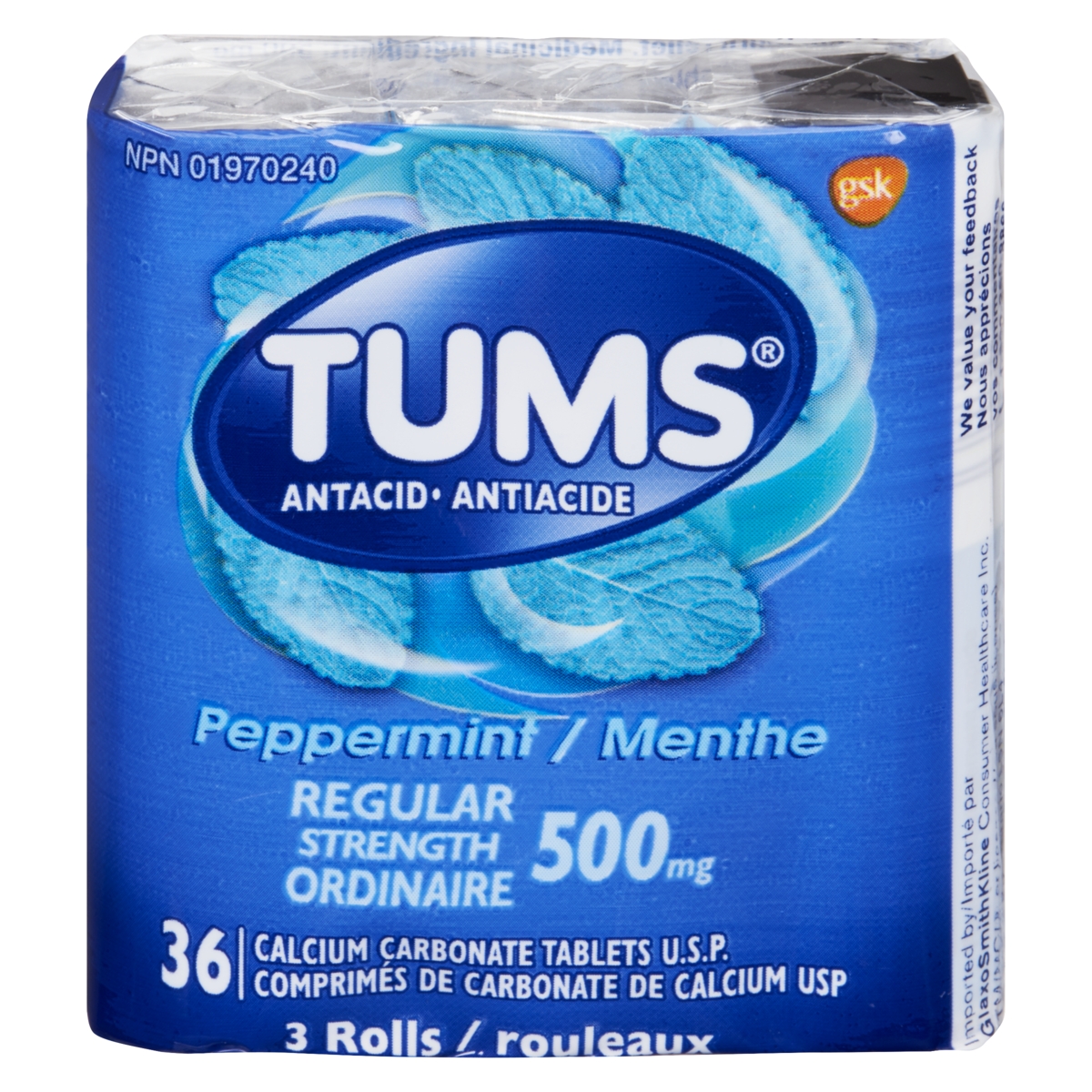 TUMS RÉGULIER 500 MG