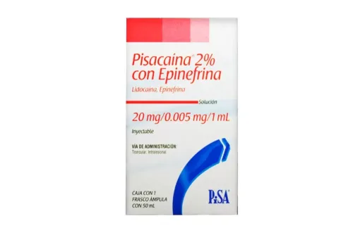 PISACAINA 2% C/EPINEFRINA (LIDOCAINA/EPINEFRINA) SOL INY 20 MG/ML C/50 ...