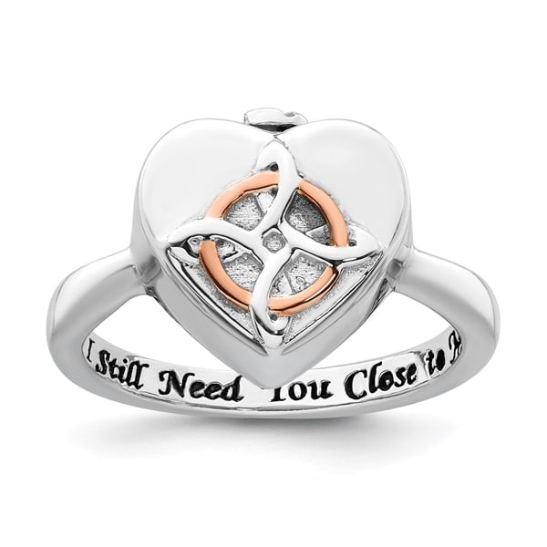 Rose-Tone Celtic Heart “I Still Need You Close to Me” Ash Holder Ring ...