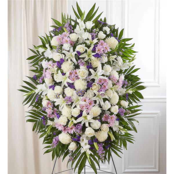 Lavender & White Standing Spray - Standing Sprays | The Sympathy Store