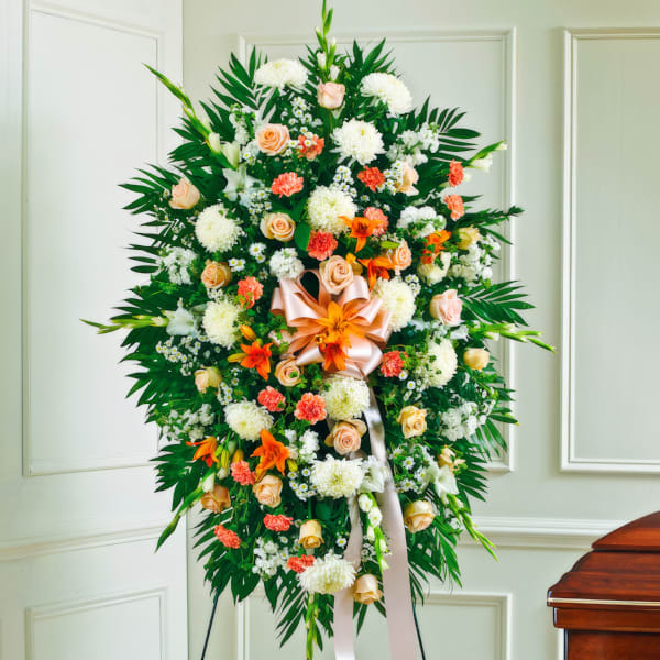 Peach, Orange & White Sympathy Standing Spray - Standing Sprays | The ...