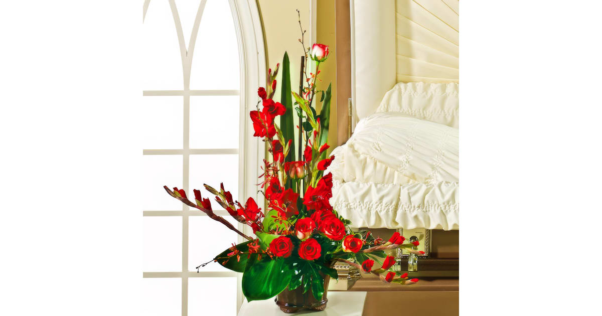 In His Honor Pedestal Arrangement - Baskets | The Sympathy Store