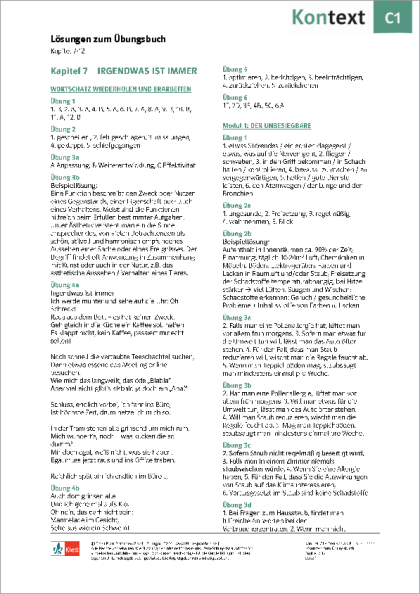 Kontext C1 – Lösungen zum Übungsbuch (Kapitel 1-6) - derdieDaF-Portal
