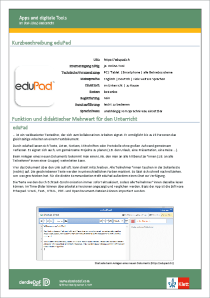 App-Beschreibung: EDUPAD - derdieDaF-Portal