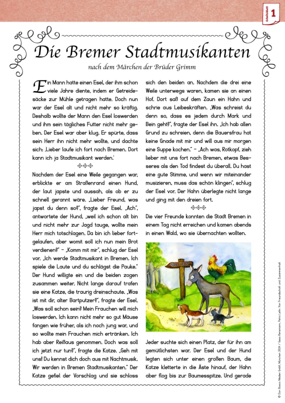 Von Freundschaft und Zusammenhalt - 3 x 5 Märchenkarten für Beamer und ...