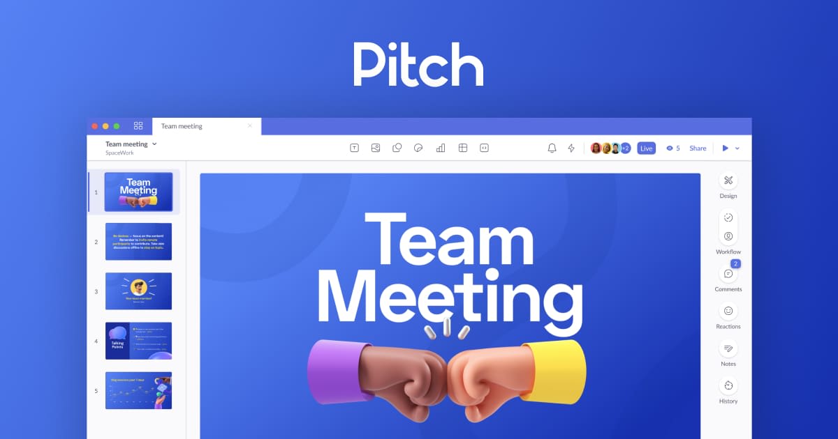 Run engaging team meetings from anywhere | Pitch