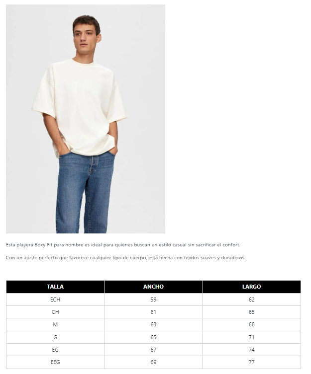 PLAYERA HOMBRE BOXY FIT BLANCO - R O B H L A N S