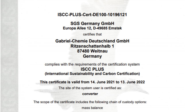 ISCC Plus Certification for Gabriel-Chemie Germany - News at Plastech ...