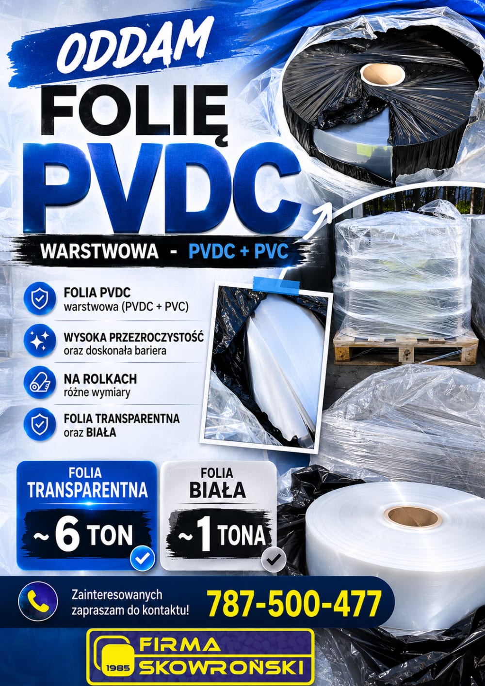 Folia PVDC na rolkach (Oferta nr 139355) - Oferty B2B - Wortal Plastech