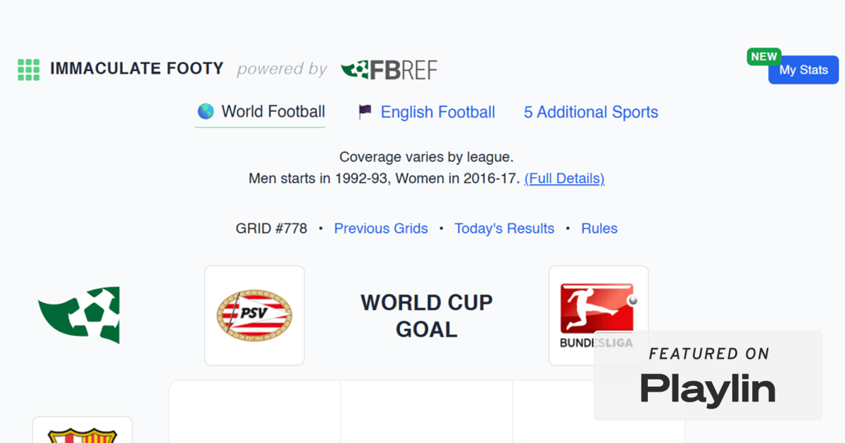 Immaculate Footy: World Football: Play the Daily Sports Game | Playlin
