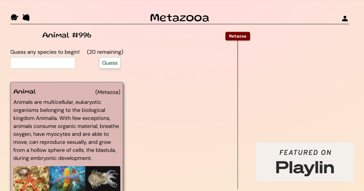 Metazooa: Play the Daily Animal Game | Playlin