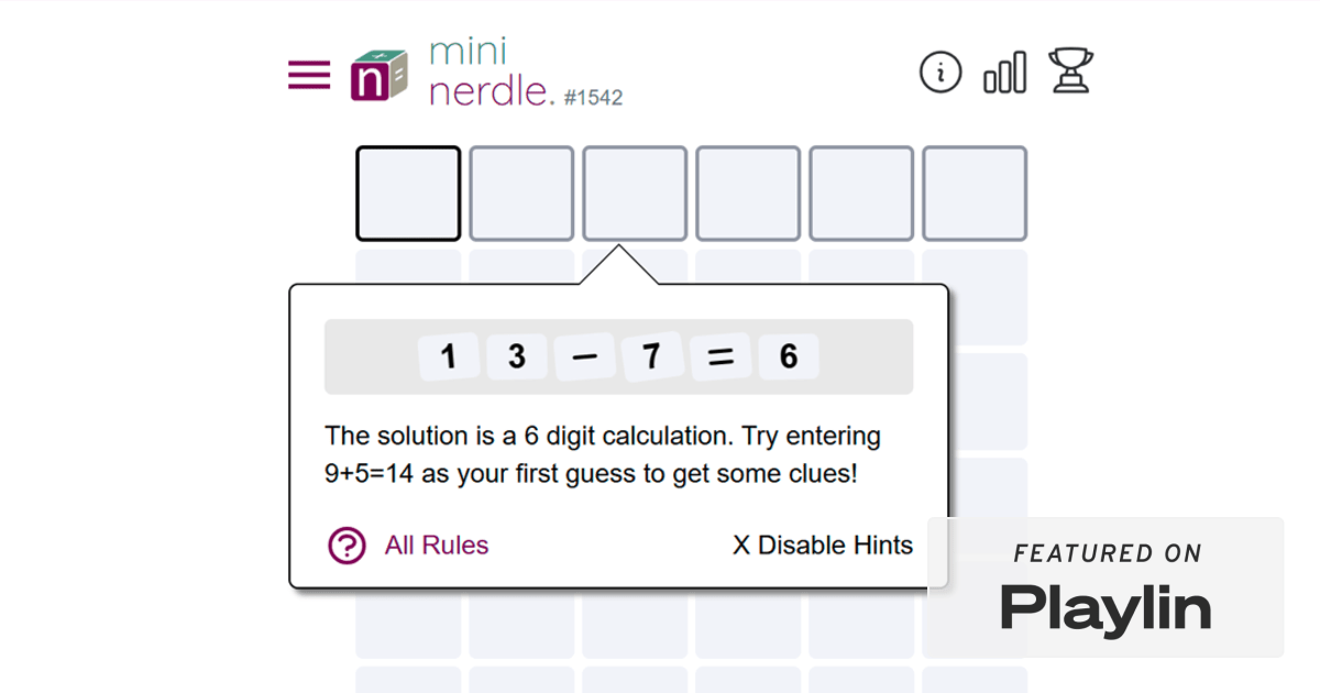 Mini Nerdle: Play the Daily Math Game | Playlin