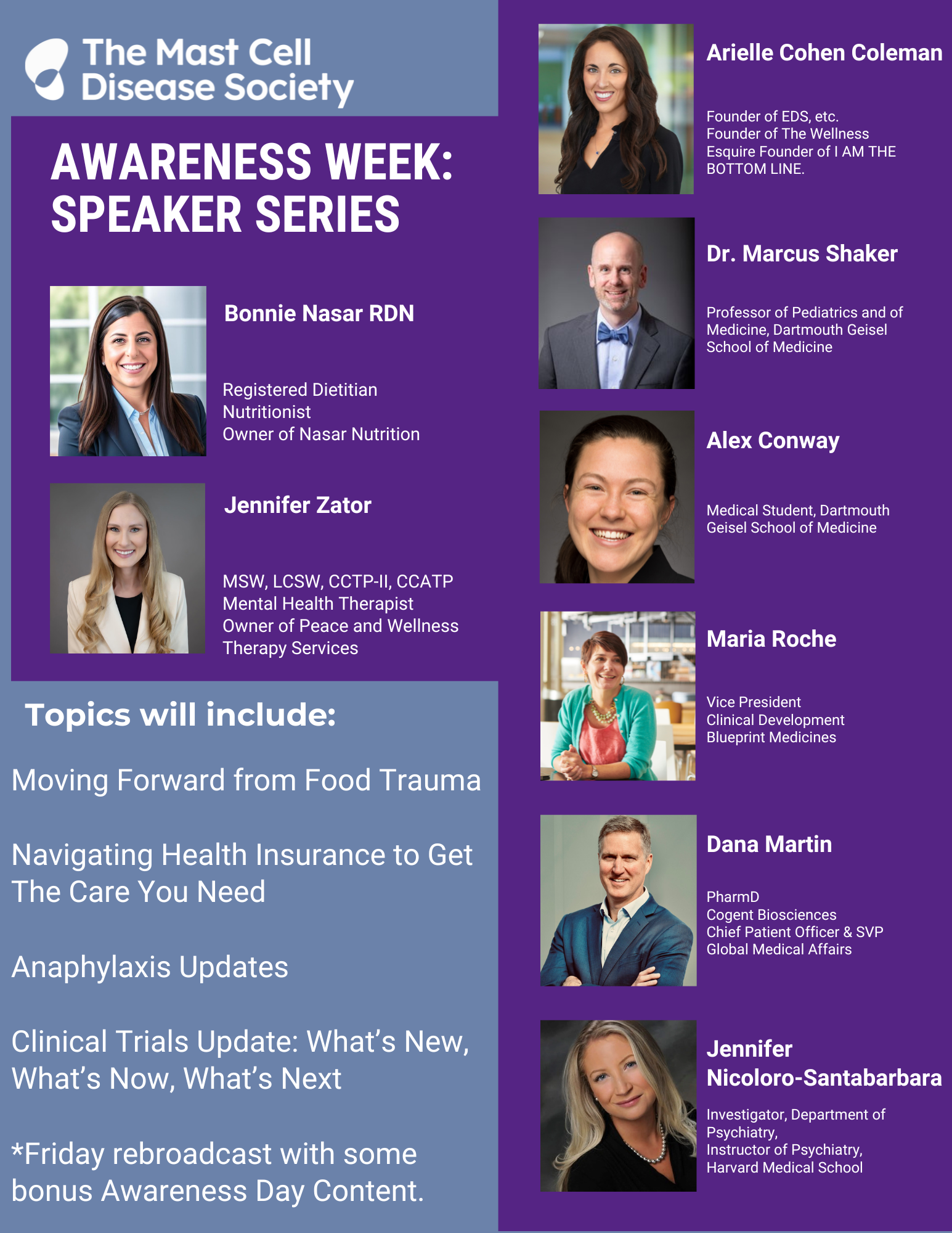 Support The Mast Cell Disease Society Awareness Week Speaker Series ...