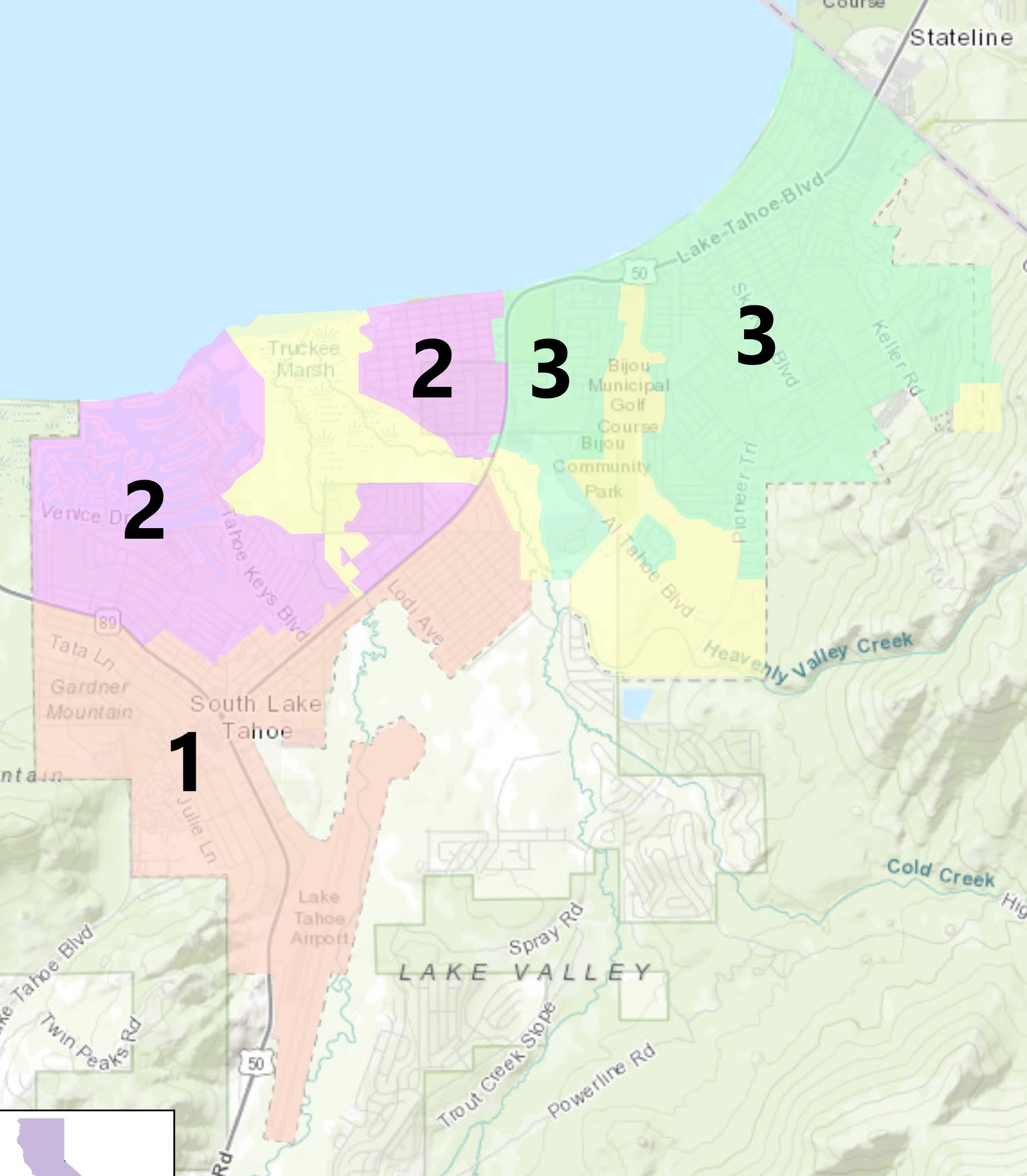 South Lake Tahoe City Map With Counties