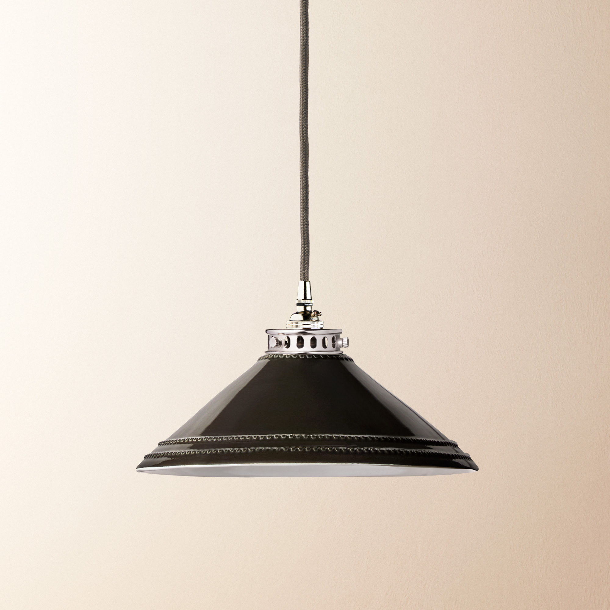Ted ceramic shade in black with stone interior