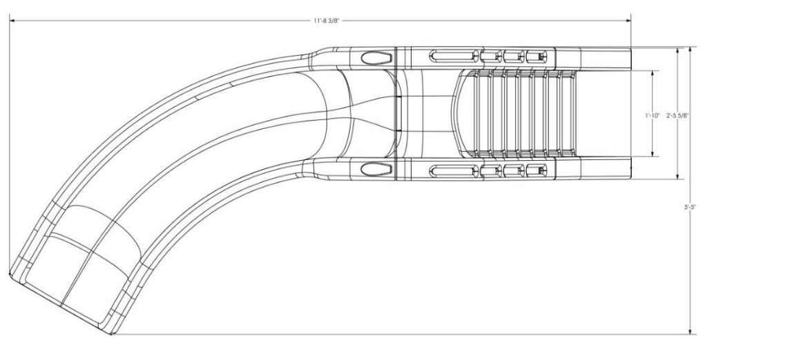 Tidal Wave Pool Slide - Grey Granite, Left Turn GPPSTW-GREY-L