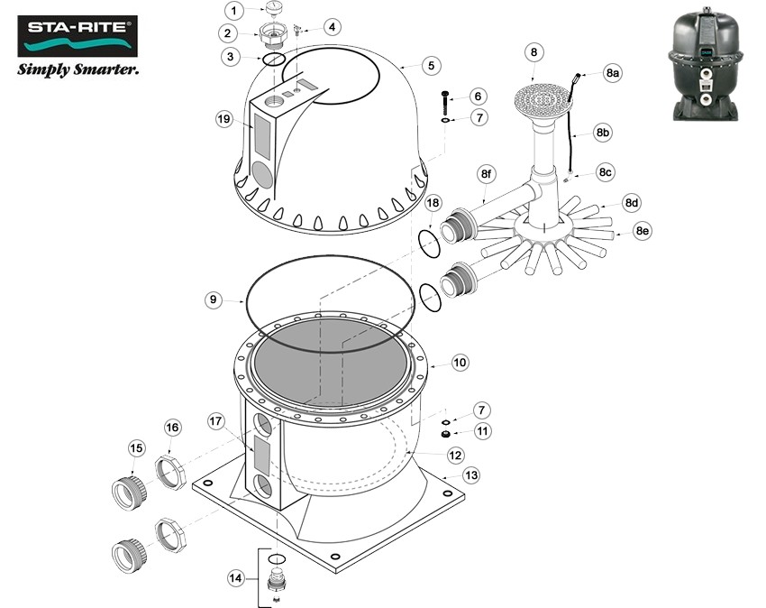 StaRite HRPB High Rate Sand Filter HRPB20, HRPB24, HRPB30 Models Parts