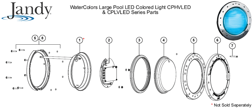 WaterColors Large Pool LED Colored Light CPHVLED & CPLVLED Series Parts