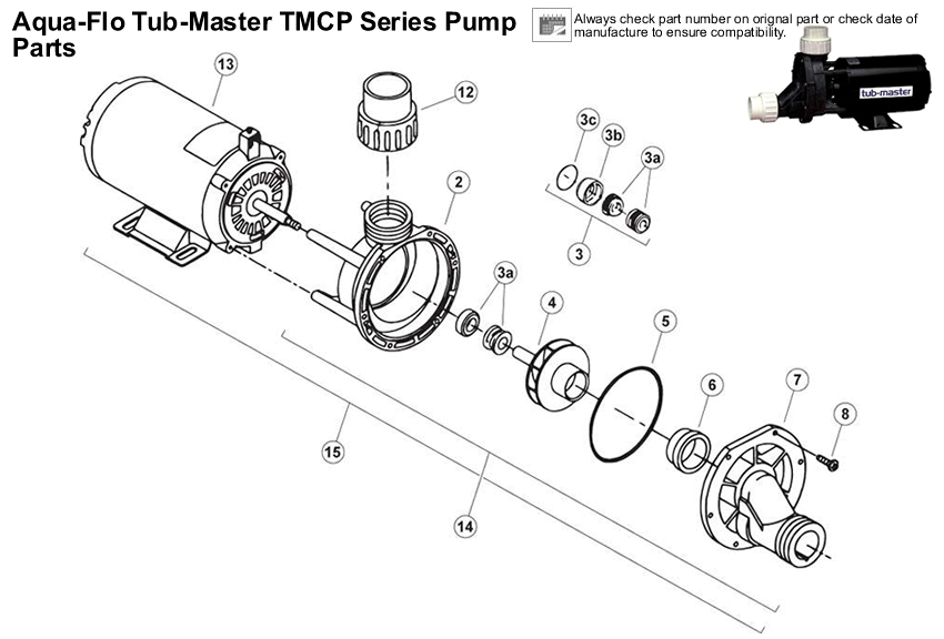Aqua-Flo Tub-Master TMCP Series Pump Parts