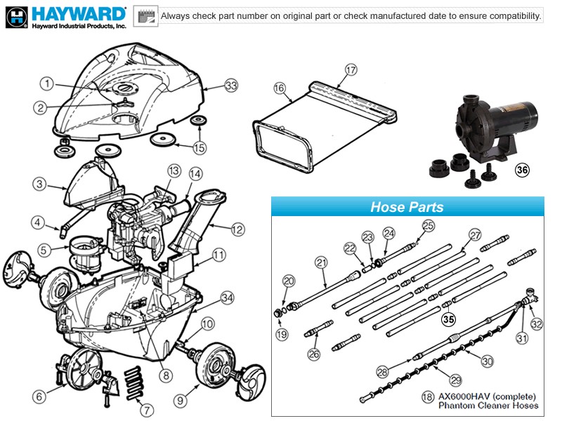 Hayward Phantom and Phantom Turbo Parts