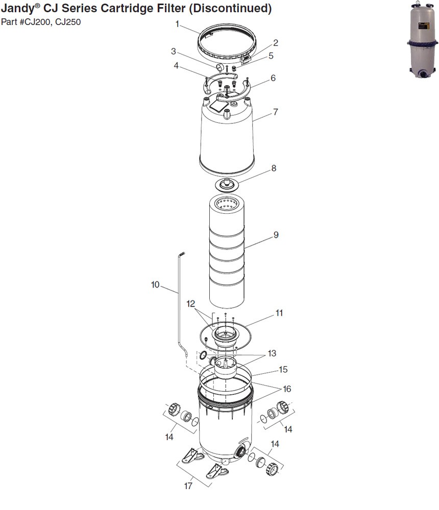 Jandy CJ Series Cartridge Filter Parts