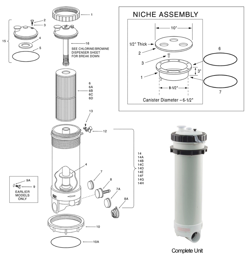 Pentair Dynamic Filter Series II RTLRCF Parts