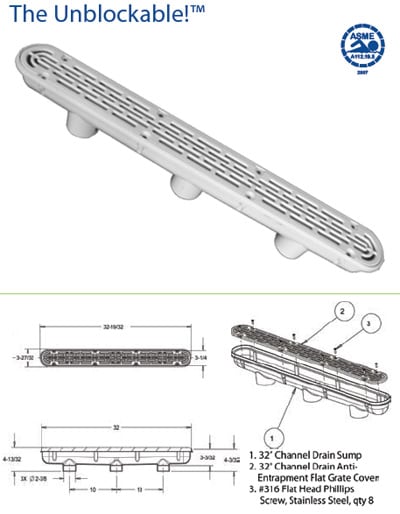 Unblockable 32" VGB Compliant Main Drain with Sump