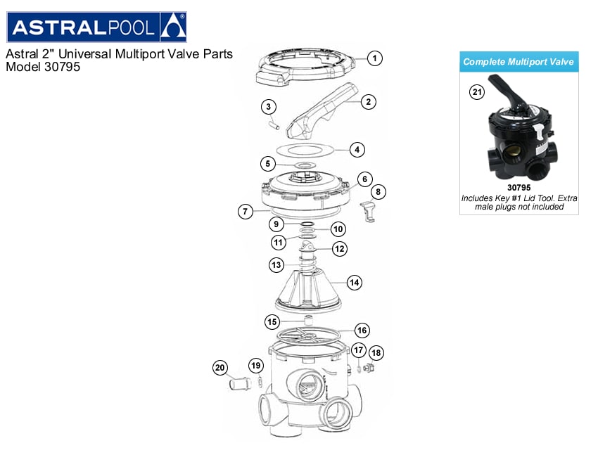 Astral 2" Universal Multiport Valve Model 30795 Parts