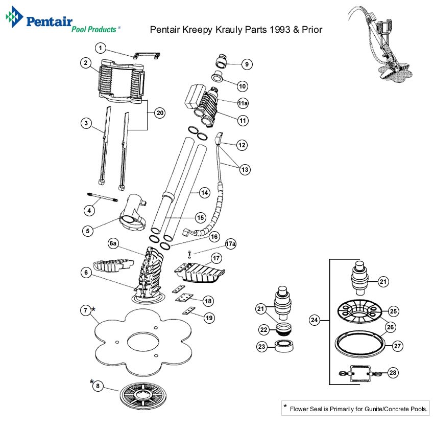 Pentair Kreepy Krauly Parts 1993 & Prior Pentair Kreepy Krauly Parts 1993 & Prior