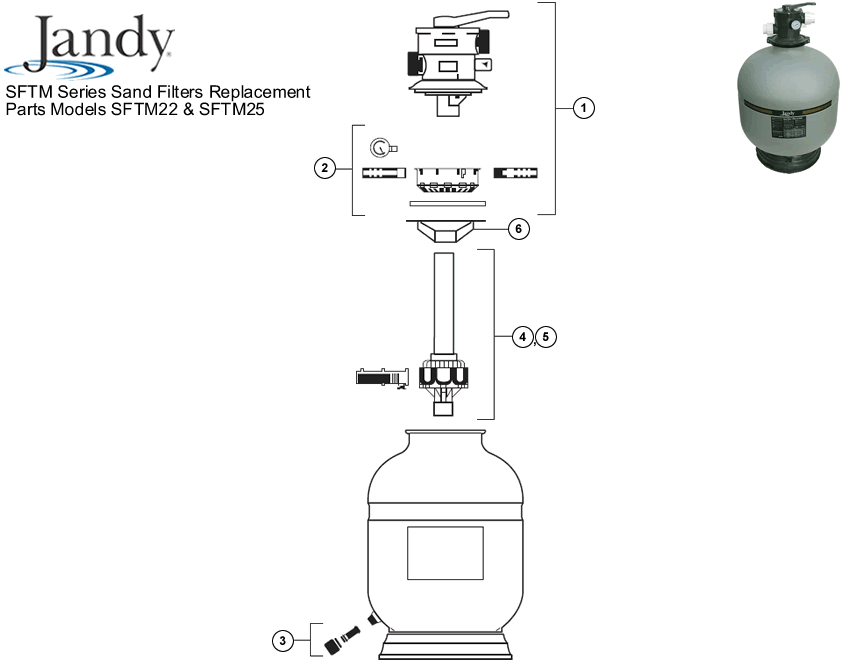 Jandy SFTM Series Sand Filter Parts
