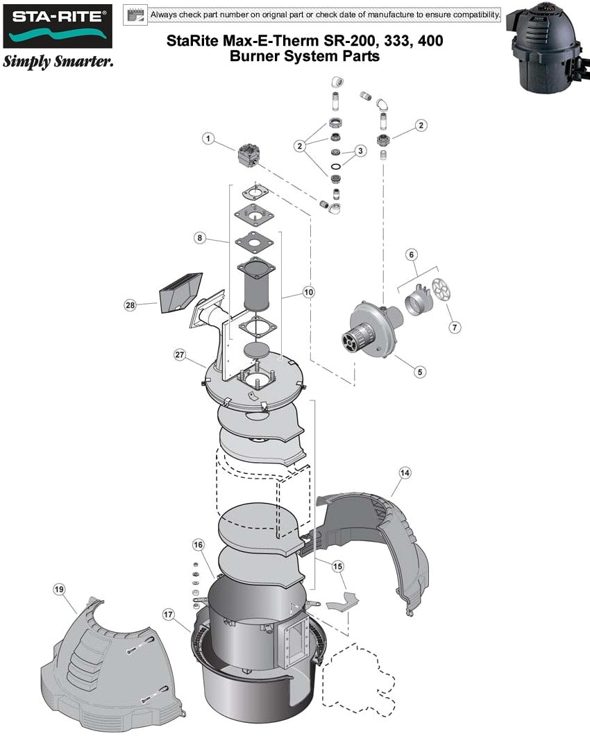 StaRite Max-E-Therm SR-200, 333, 400 Burner System Parts