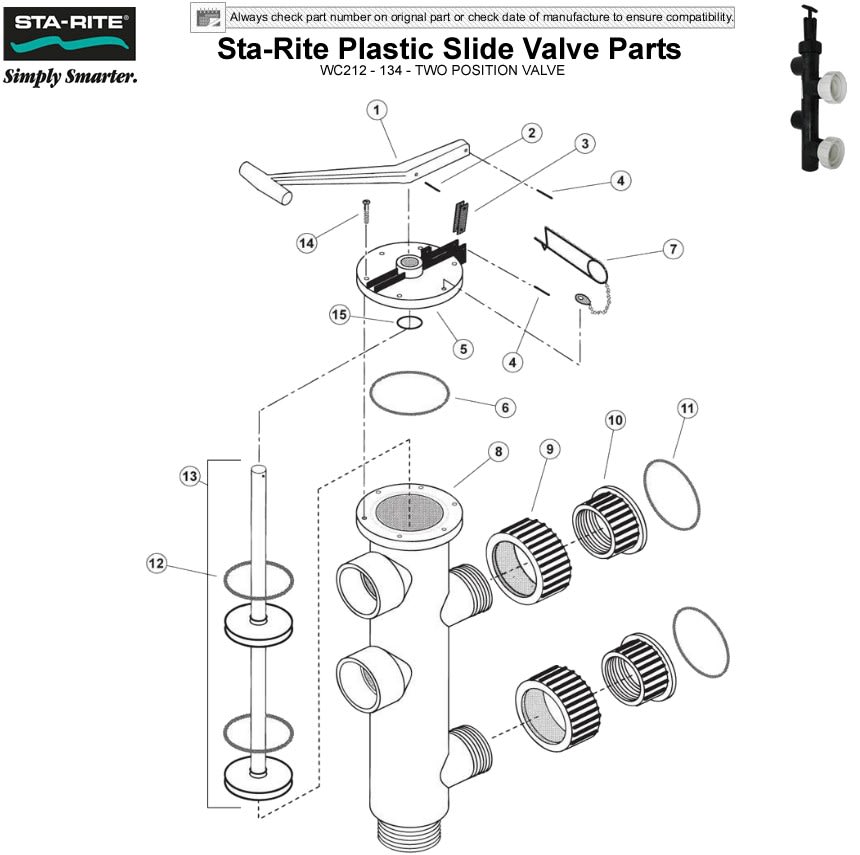 Sta-Rite WC212-134 Plastic Slide Valve Parts