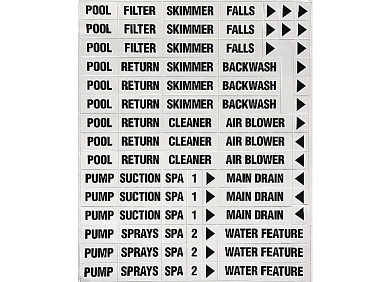 Swimming Pool Plumbing Supplies | Pipe Labels | PoolZoom