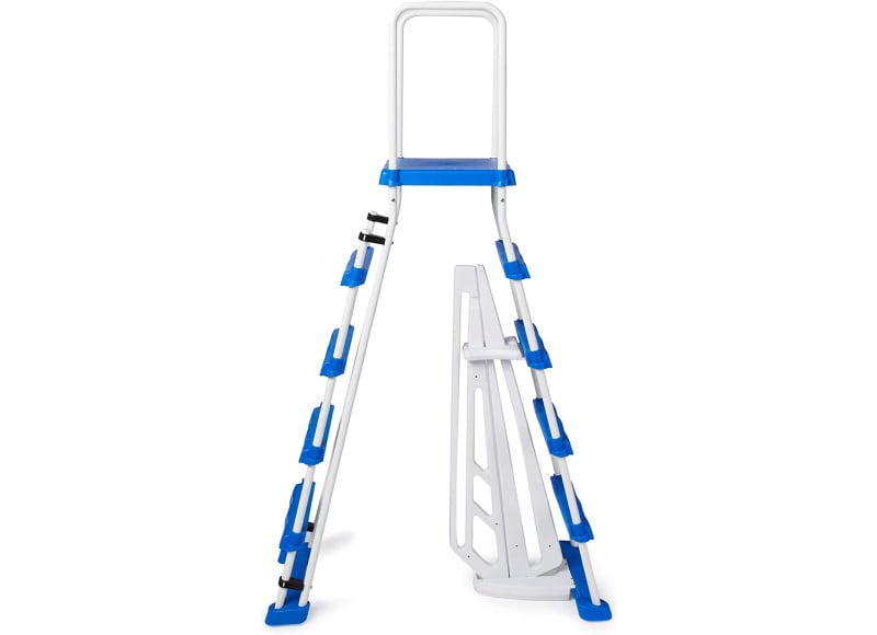 Aboveground Pool Entry Ladder with Safety Barrier